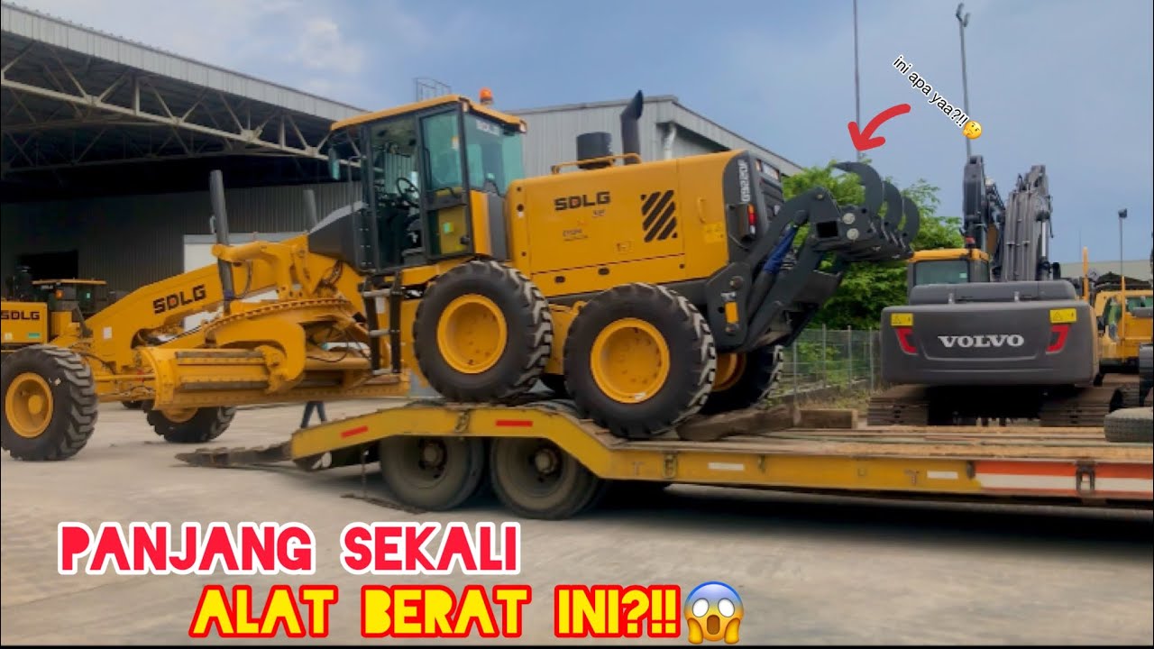SUPER LONG‼️ MOTOR GRADER WALK ON LOWBED TRAILER | MOTOR GRADER TYPE ...
