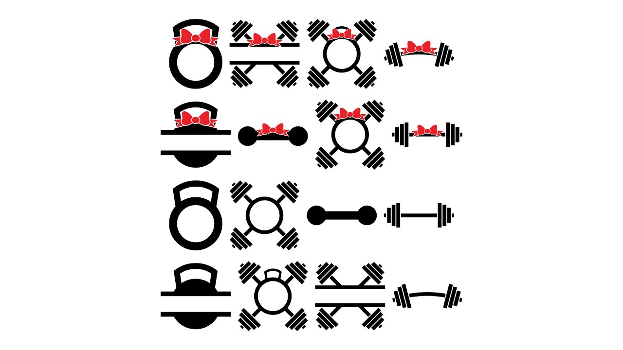 Weights Barbell Cross Crossfit Gym Monogram Frame SVG Cricut Cut File ...