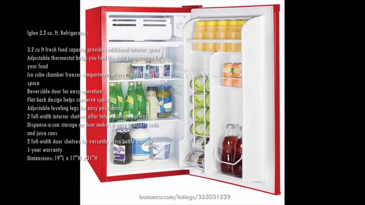 New FR3201 Refrigerator Compact RCA Fridge by Igloo Red 3.2 Cubic Feet ...