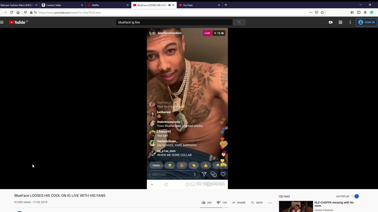 BlueFace loses his cool on IG live with his friends - YouTube
