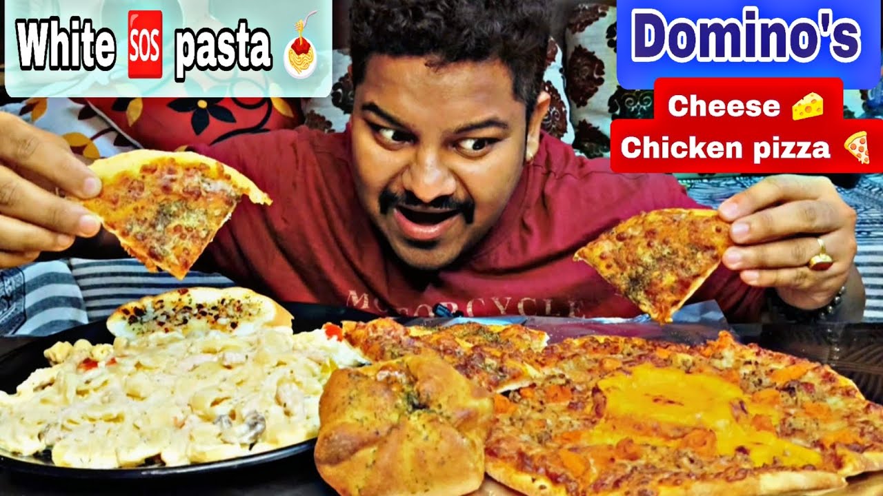 Domino's chicken cheese pizza 🍕 white sos pasta 😋 - YouTube