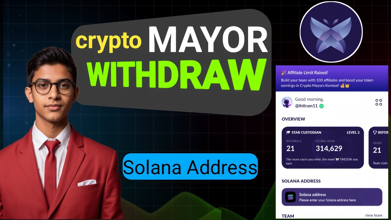 Add Solana Address In Crypto Mayors// Mayors Withdraw Update // Mayors Listing - YouTube