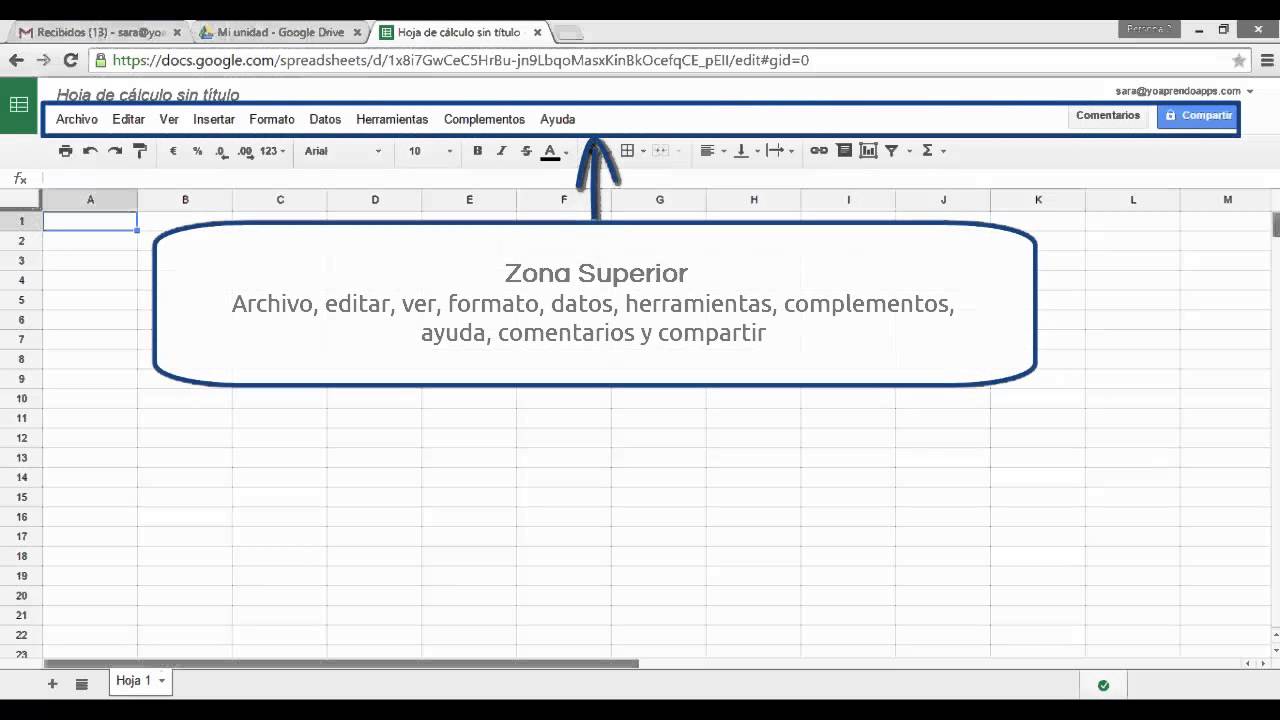 ¿Cómo es la interfaz de las hojas de cálculo en Google Drive? - YouTube