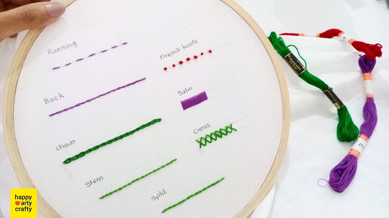 Hand embroidery tutorial for beginners | happy arty crafty - YouTube