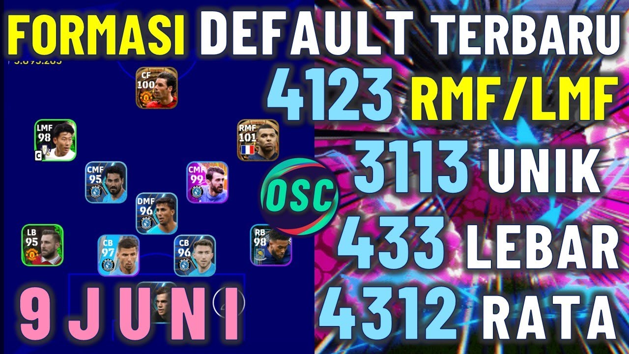 WOW 4123 RMF/LMF !! FORMASI DEFAULT TERBARU SETELAH UPDATE 9 JUNI EFOOTBALL 2023 MOBILE UNIK ...