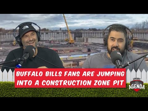 Buffalo Bills fans are jumpinginto a construction zone pit - YouTube