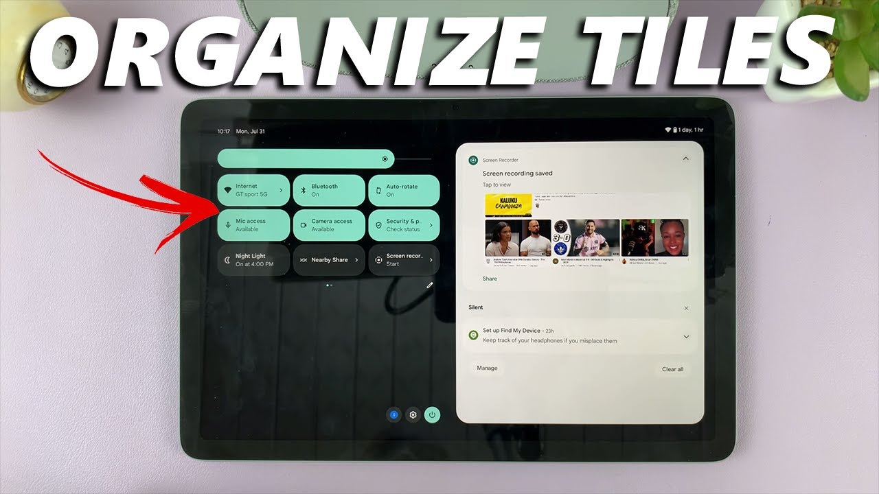 How To Reorganize The Quick Settings Tiles On Google Pixel Tablet - YouTube