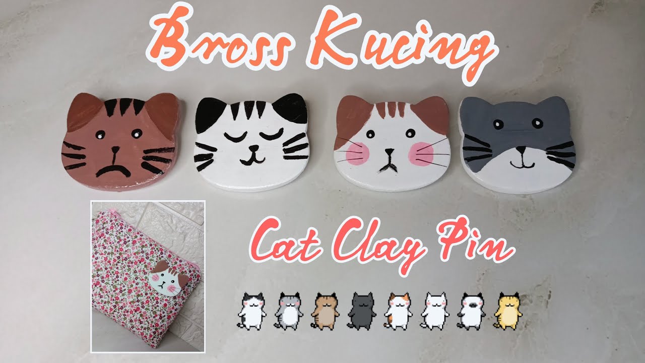 Cara Membuat Bros Clay Pin || Menggunakan Airdryclay Bentuk Kucing ...
