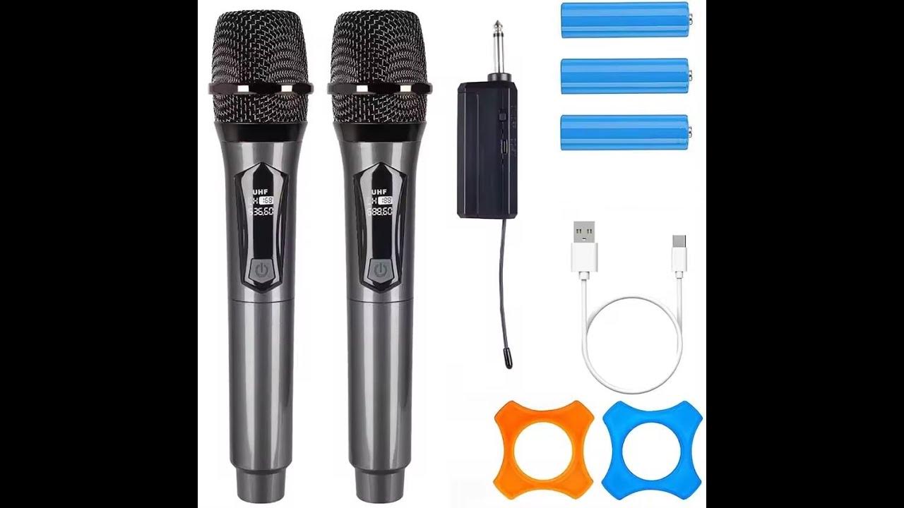 kh Wireless Microphone, UHF Dual Cordless Dynamic Mic System with Rechargeable Receiver, for ...