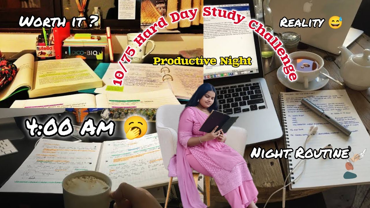 NIGHT STUDY ROUTINE VLOG 4:00 AM STUDY । night study challenge । Day 10 ...