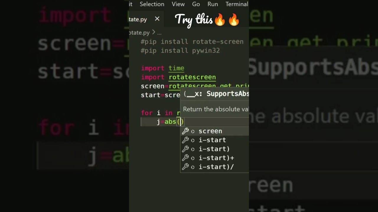 Auto Rotate Screen in Python🔥 #shorts #youtubeshorts #coding #python ...