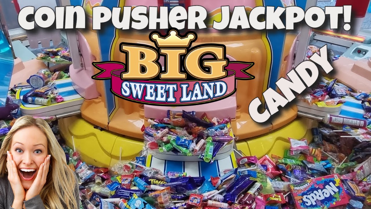 CANDY PUSHER JACKPOT!! BIG SWEET LAND AND CLAW MACHINE WINS AT THE ...