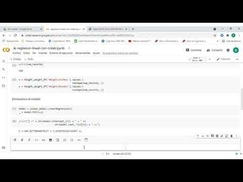 regresión lineal usando librerías de python en colab - YouTube