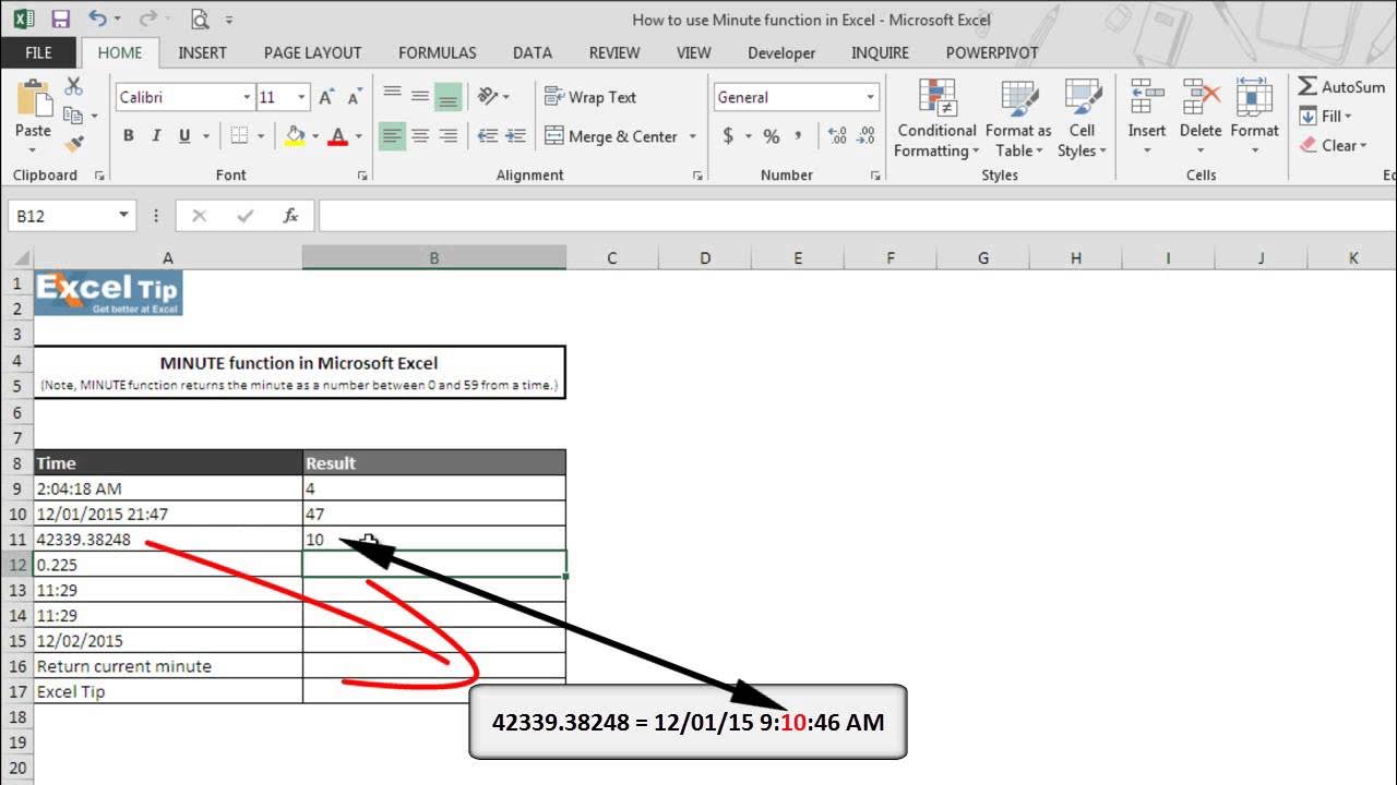 How to use Minute function in Excel - YouTube