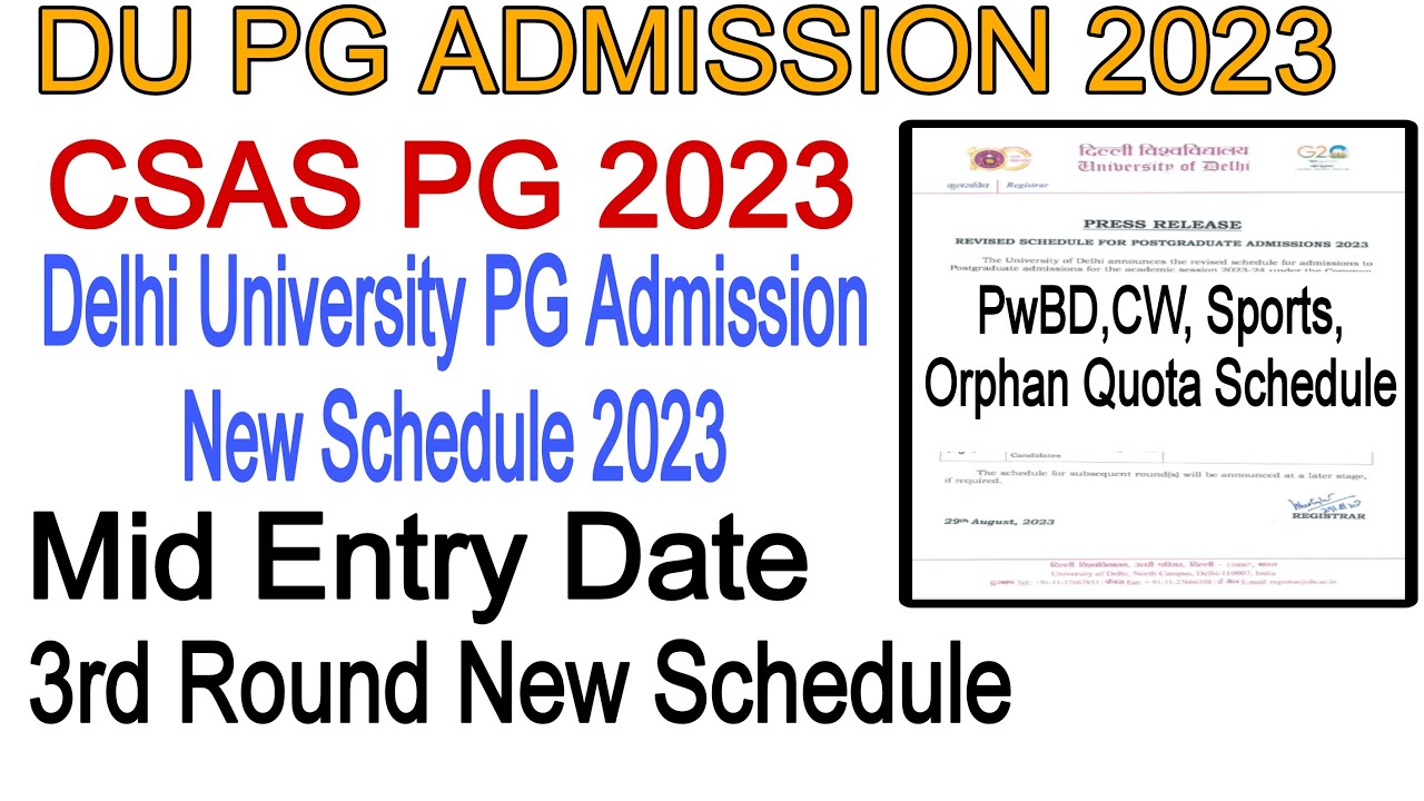 Delhi University CSAS PG New Schedule Release 2023 || Next Cut Off # ...