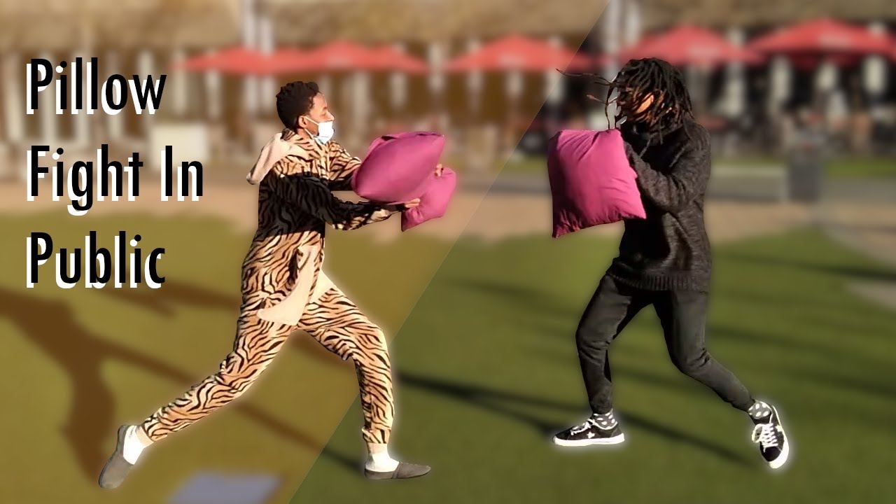 Pillow Fight In Public - YouTube