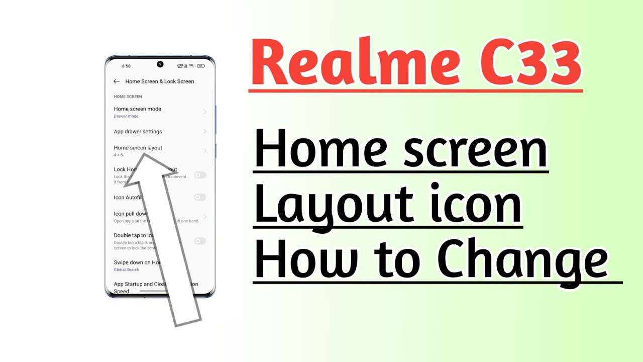 Realme C33 Home Screen layout icon How to Change - YouTube