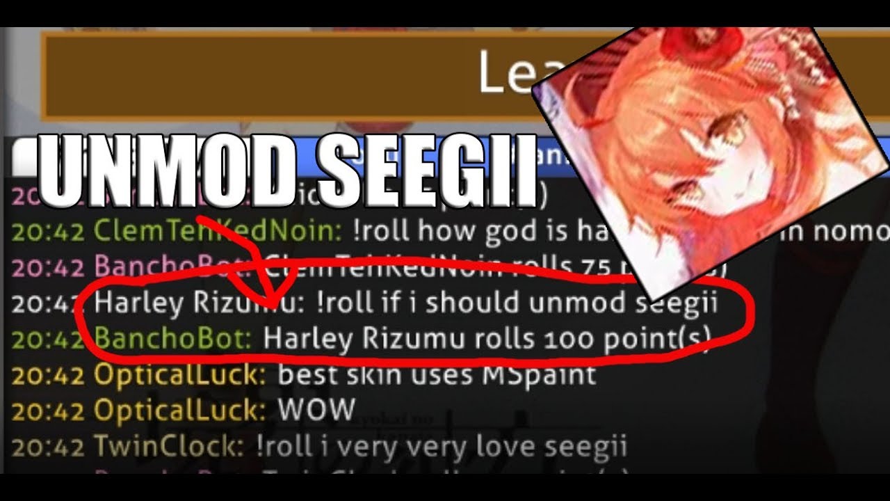 Even Bancho on osu! wants to Unmod Seegii - YouTube