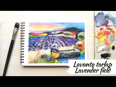 Akrilik Boya: Lavanta tarlası resmi | Acrylic Paint: Lavender field painting