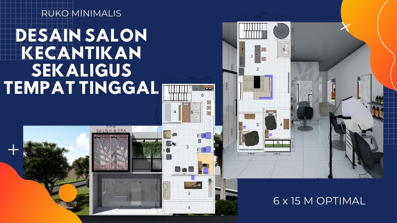 RUKO MINIMALIS 6 X 15 M FULL INTERIOR (RUKO SALON DAN SPA). RUANGAN ...