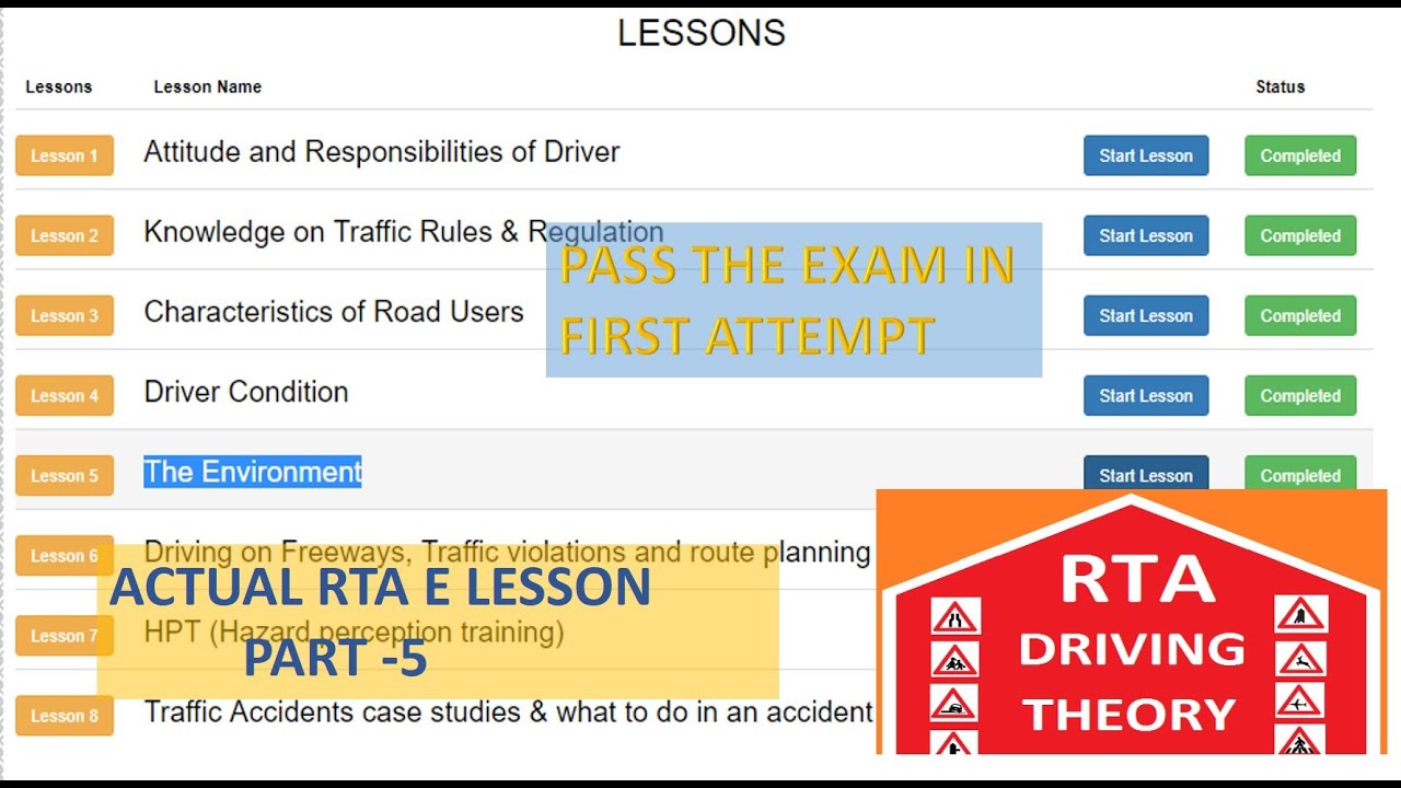 RTA THEORY LESSON 5 | The Environment |Driving Theory E Lecture - YouTube