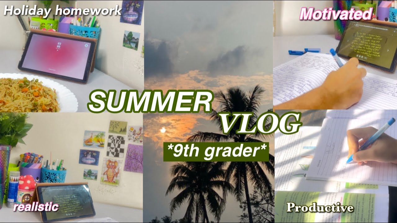 SUMMER VLOG🧸| study vlog , 9th grader , holiday homework, motivated 🫶🏻 ...