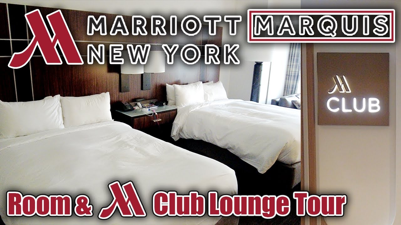 Marriott Marquis New York Times Square Hotel | Room & M Club Lounge Full Tour - YouTube