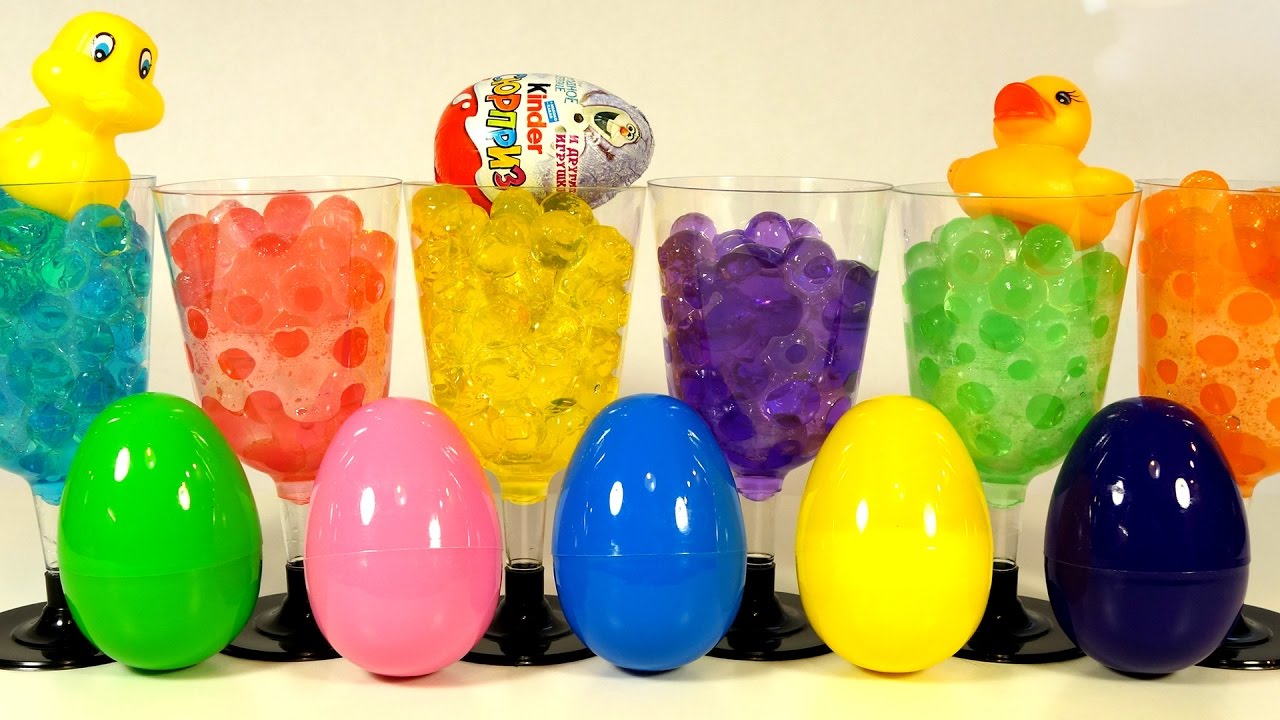 Learn colors with Orbeez balls. Open surprise eggs toys: frozen, disney ...