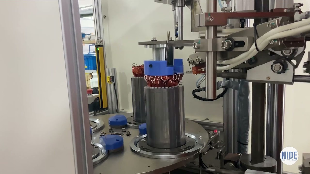 4 station Automatic stator coil lacing process for long motor # ...