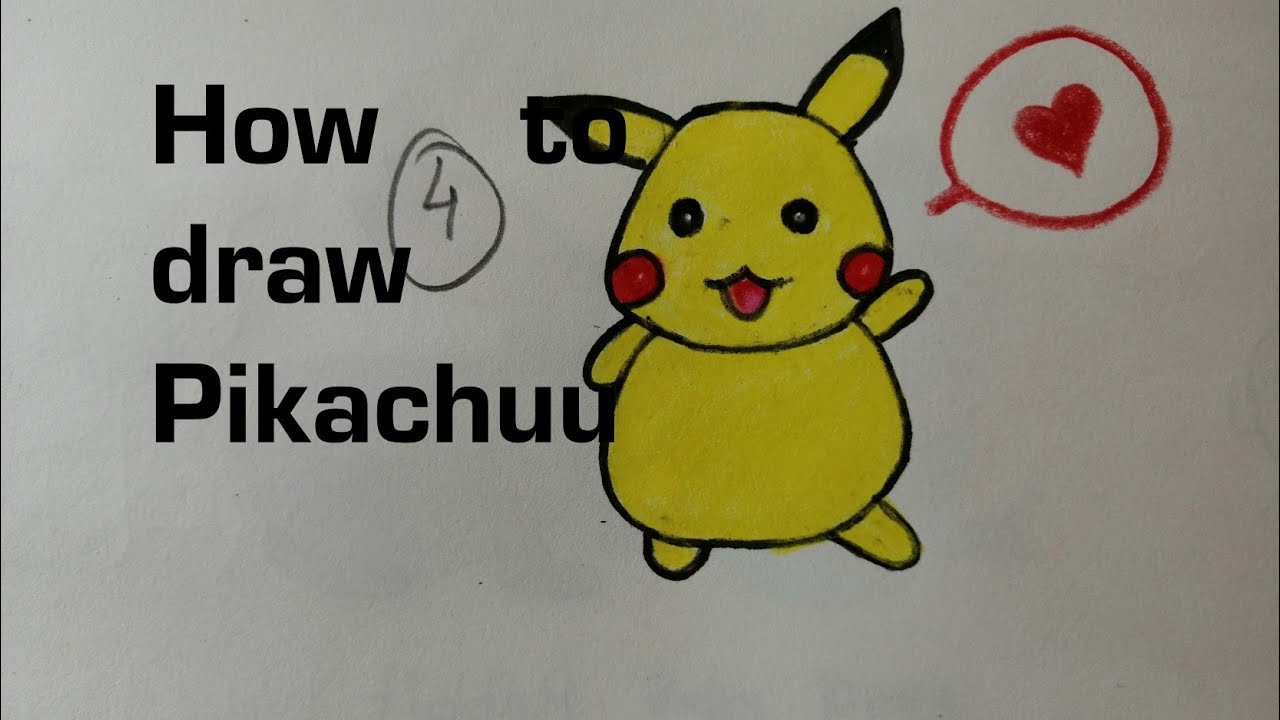 How to draw Pikachuu/step by step drawing for kids /Pikachu drawing for ...