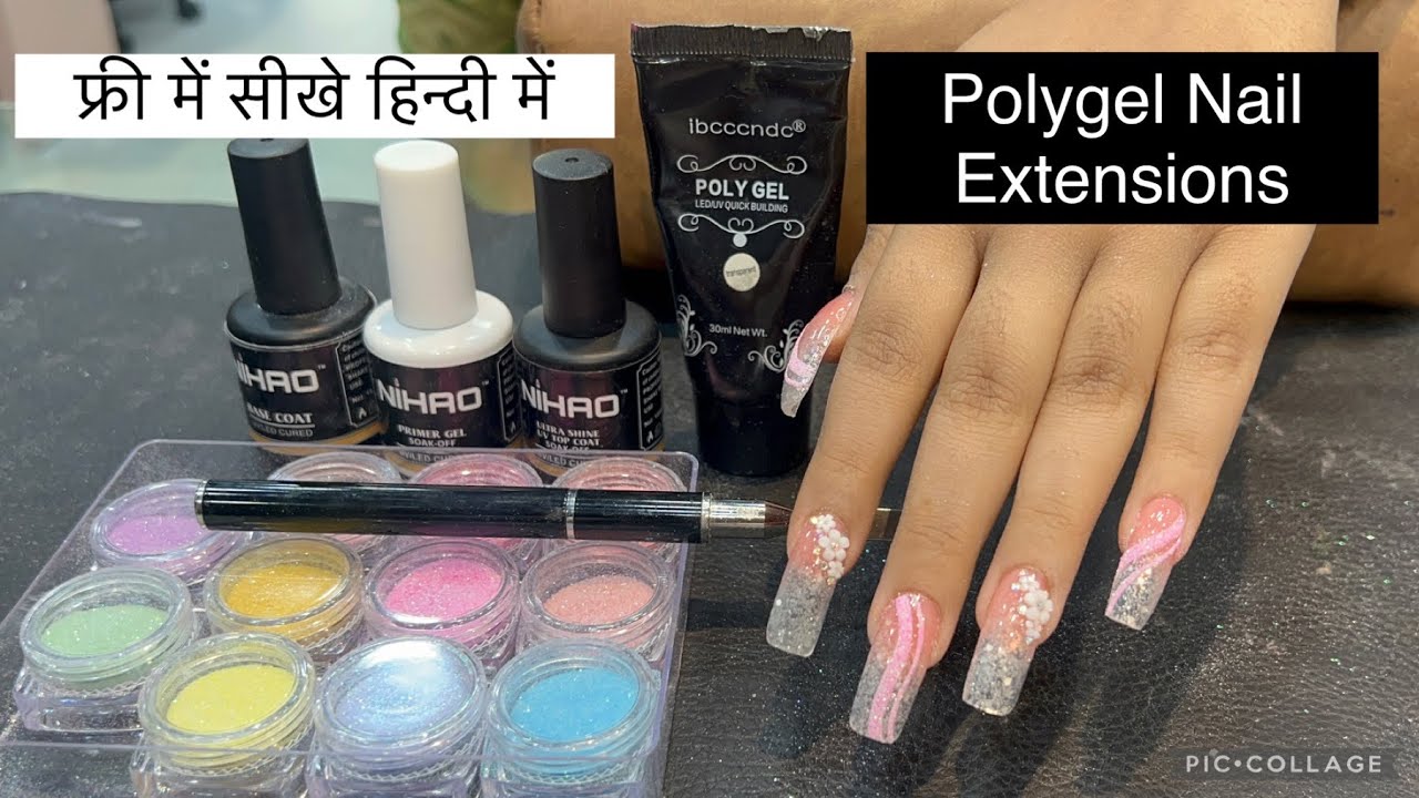 Polygel Nail Extension 💅 | transparent Tips | Inbuilt nails art पॉलीजेल ...