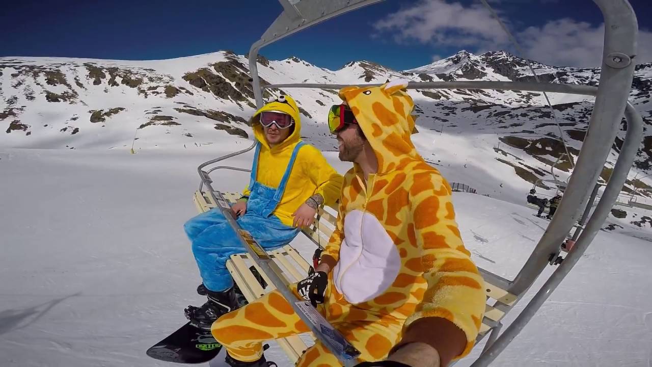 A Minion and a Giraffe Snowboarding at The Remarkables, New Zealand ...