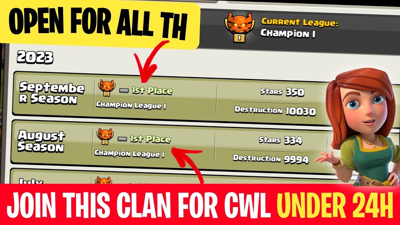 JOIN MY CLAN FOR CLAN WAR LEAGUE | BEST CLAN FOR CWL & WAR IN CLASH OF ...