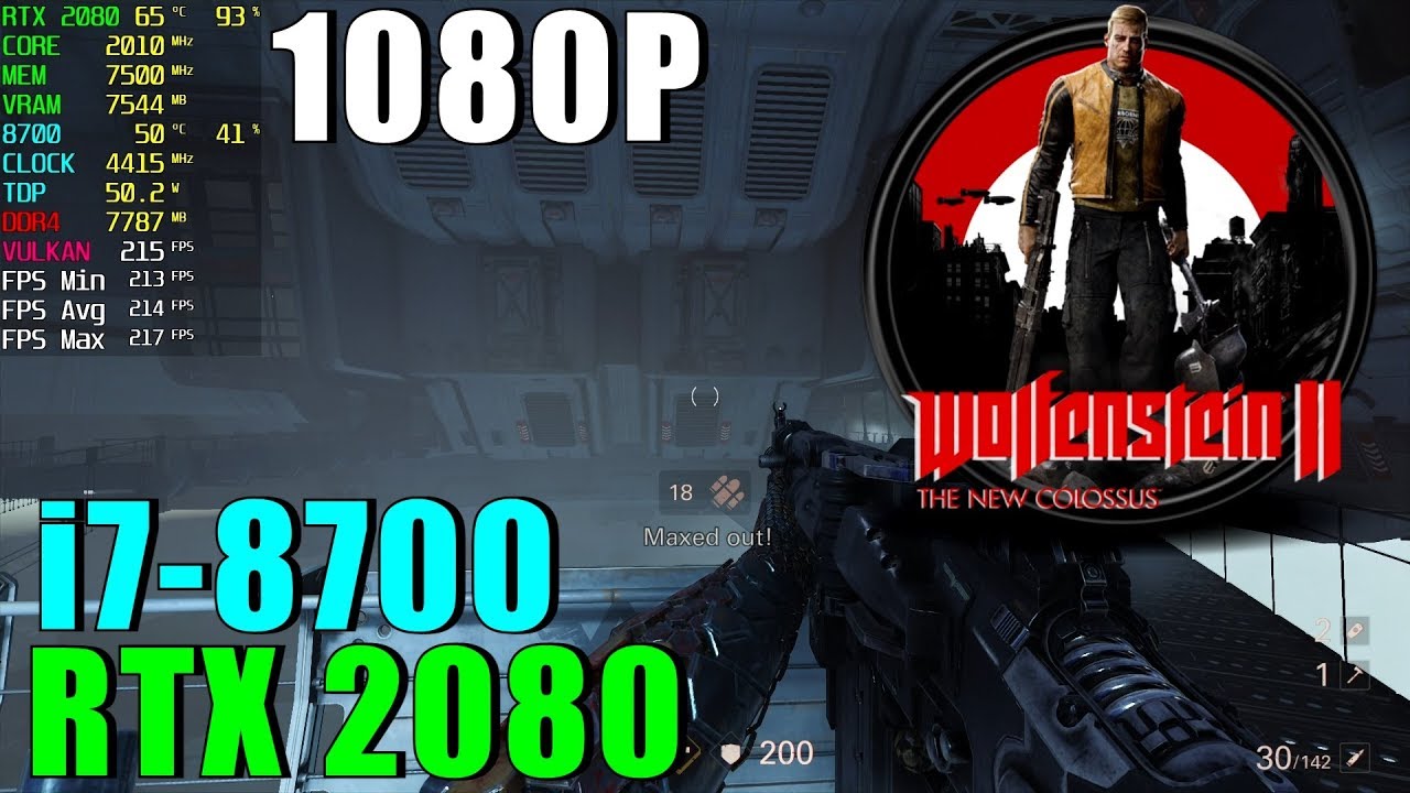Wolfenstein The New Colossus RTX 2080 OC & i7 8700@4.4GHZ [ Ultra ...