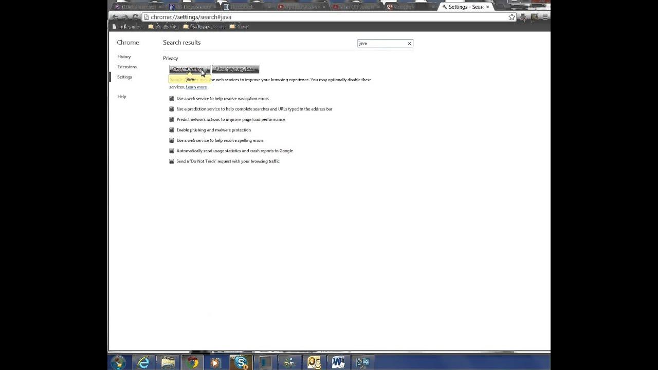 Disabling Java in Chrome Browser - YouTube