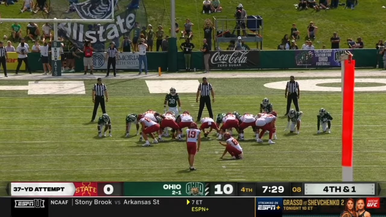 Iowa State controversial missed field goal vs Ohio - YouTube