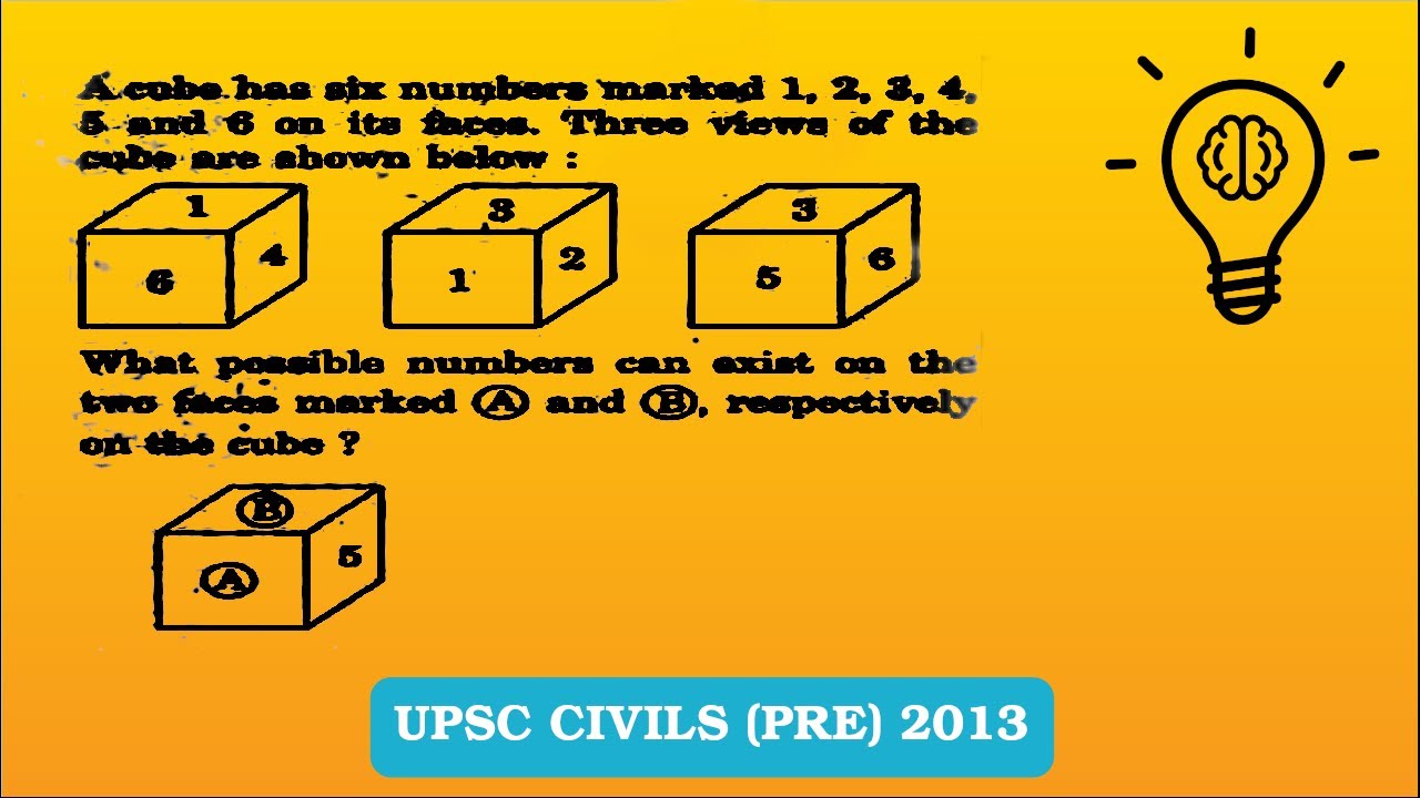 Q28 (2013) A cube has six numbers marked 1,2,3,4,5 and 6 on its faces ...