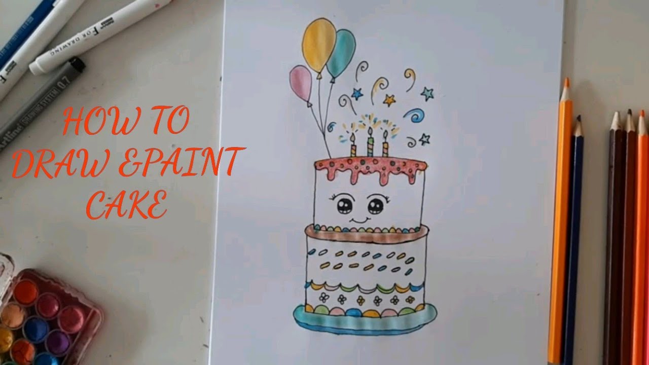How to Draw/Paint/ cake /step by step/easy way /for beginners/toddlers ...