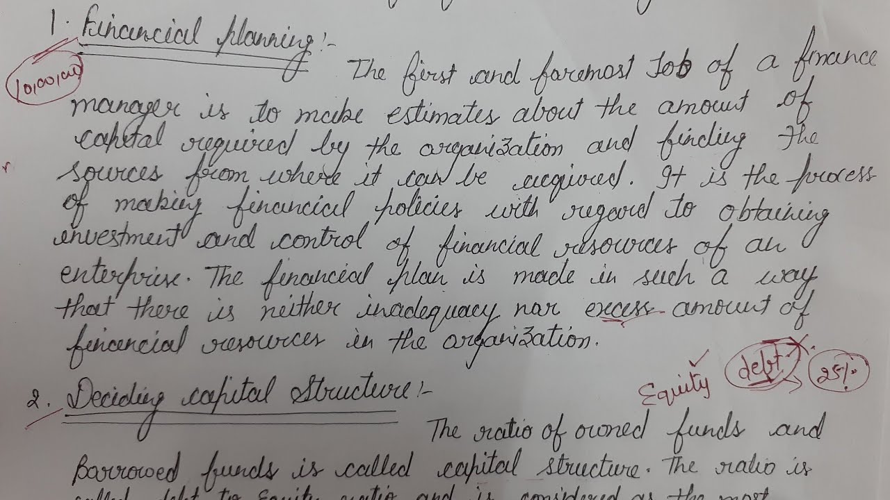 Scope of financial management detail explanation with handwritten notes ...