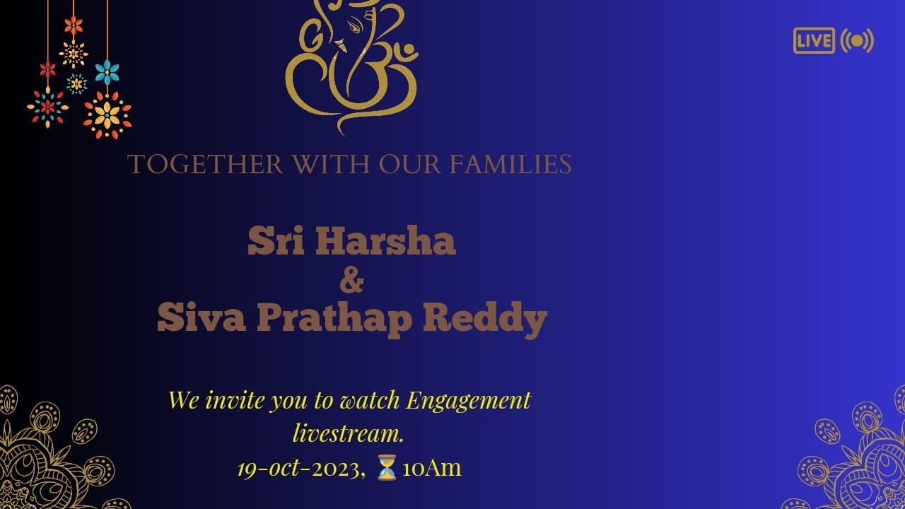 Sri Harsha with Siva Prathap Reddy Engagement Ceremony Live Starts On 19-oct-2023 @ 10 Am - YouTube