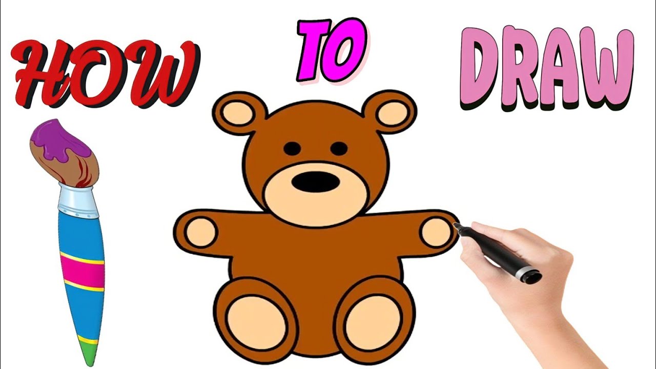 Balu Teddy bear drawing coloring painting for kids teddy bear turned ...