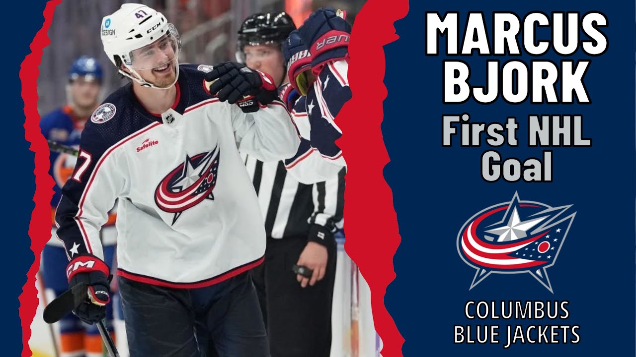 Marcus Bjork #47 (Columbus Blue Jackets) first NHL goal Nov 12, 2022 ...