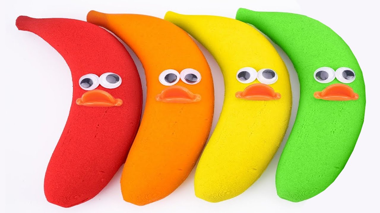 Satisfying Video l DIY How To Make Banana with Rainbow Kinetic Sand ...