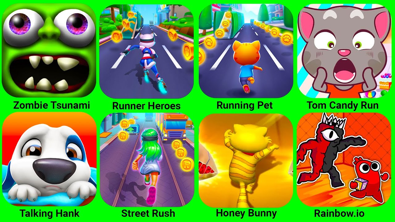 Zombie Tsunami, Runner Heroes, Running Pet, Talking Tom Candy Run ...