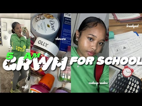 5AM GRWM FOR SCHOOL + skin & makeup routine