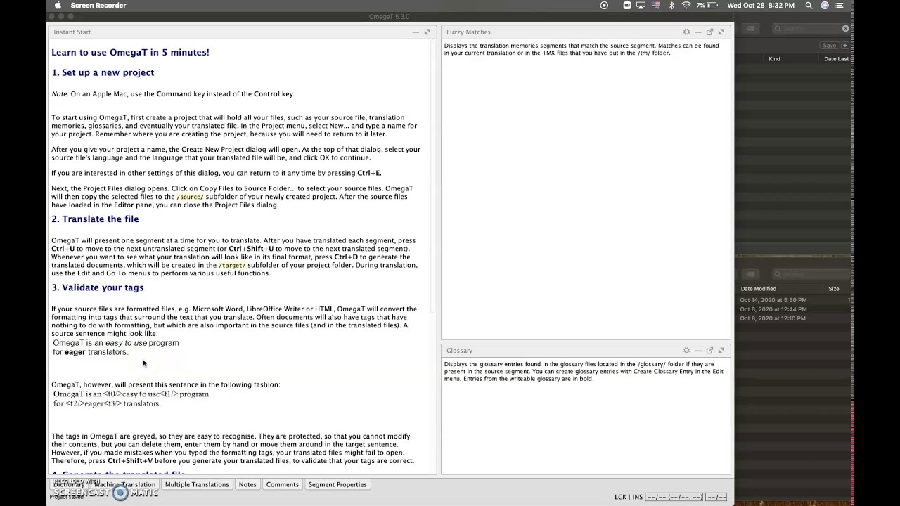 How to set up a project on OmegaT - YouTube