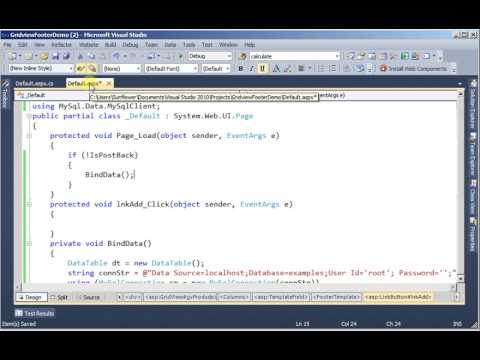 FooterTemplate of Gridview In Asp.Net Insert a Record in MySQL (C# Code ...