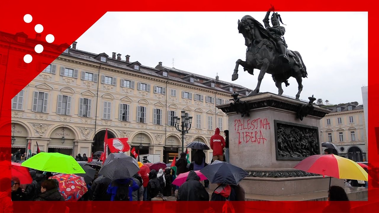 Corteo 1° maggio a Torino, imbrattato monumento in piazza San Carlo ...
