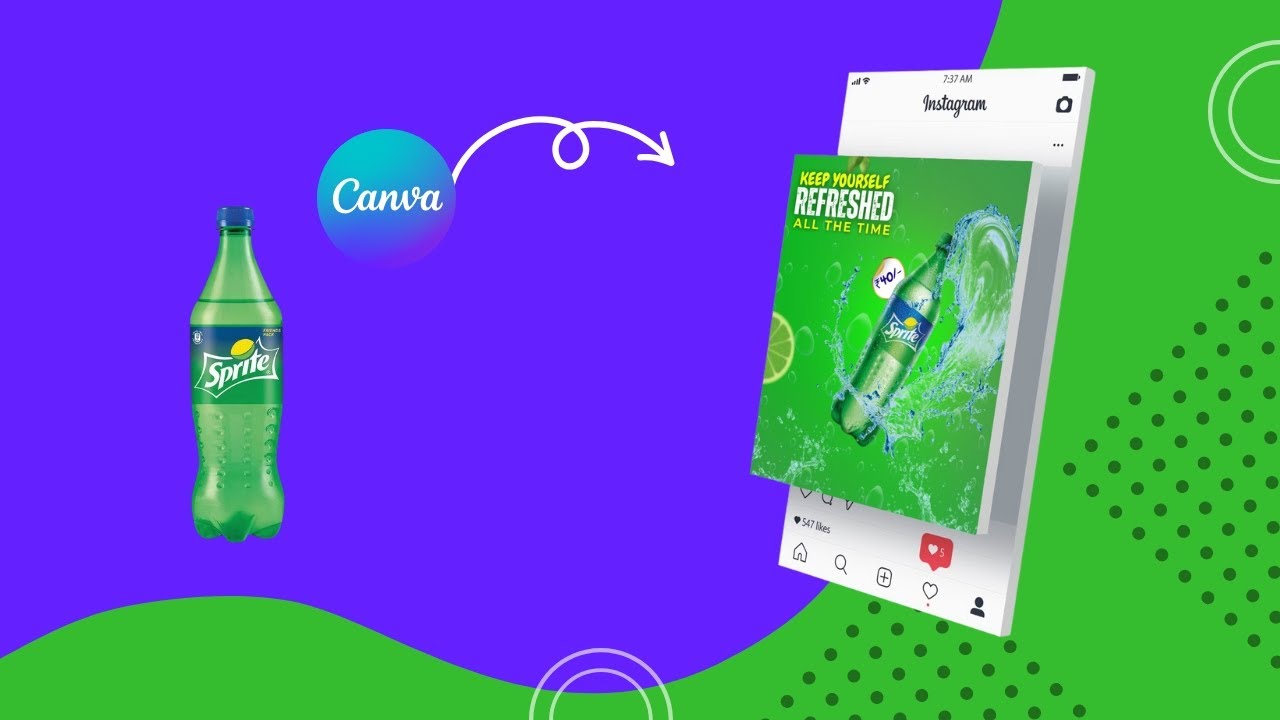 Sprite instagram post design on canva | Instagram Ad design tutorial ...