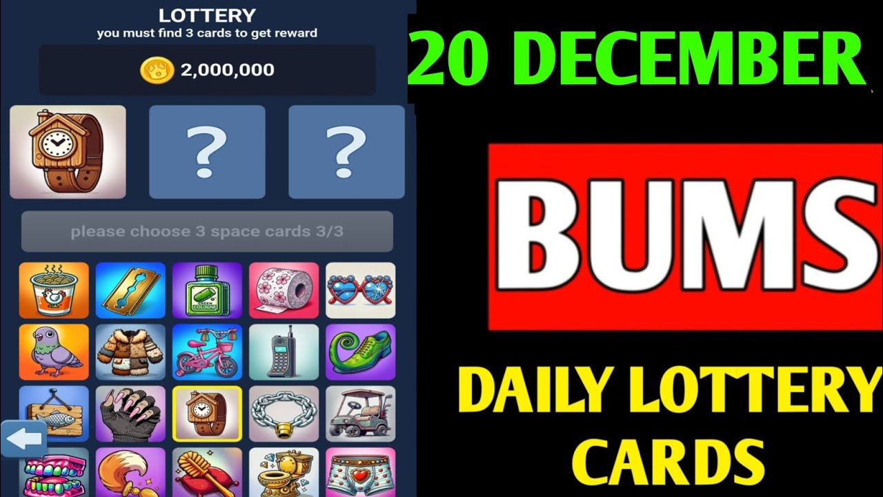 Bums Daily lottery cards 20 December | Bums Today Daily Combo Cards ...